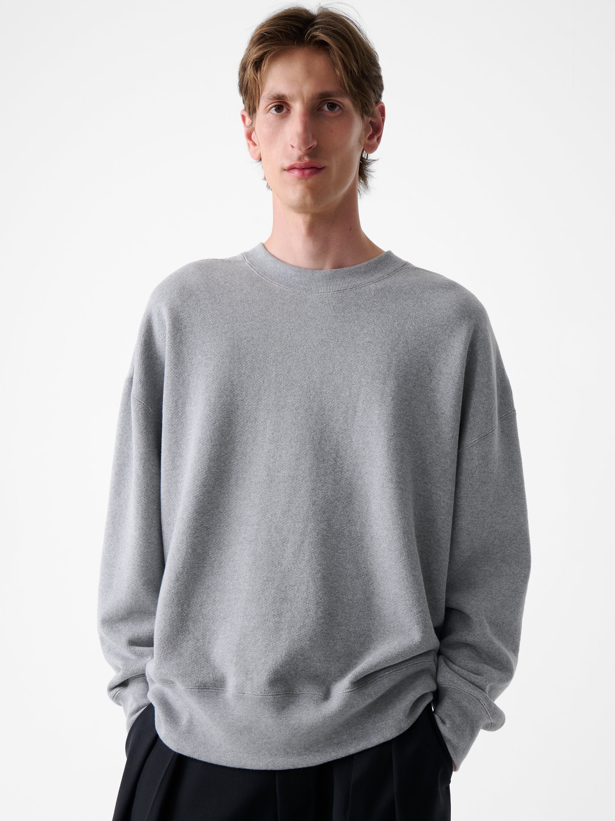 SN X BEAMS PLUS GOLIGHTLY JERSEY SWEAT IN GREY MARL